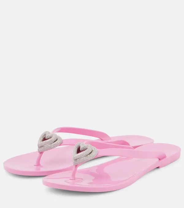 Mach & Mach Double Heart Thong Sandals - Pink