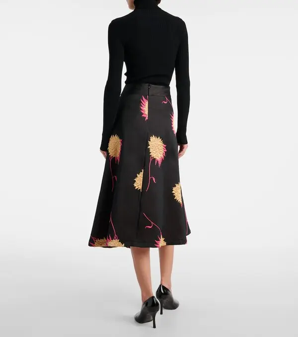 La DoubleJ Milano Jacquard Satin Midi Skirt