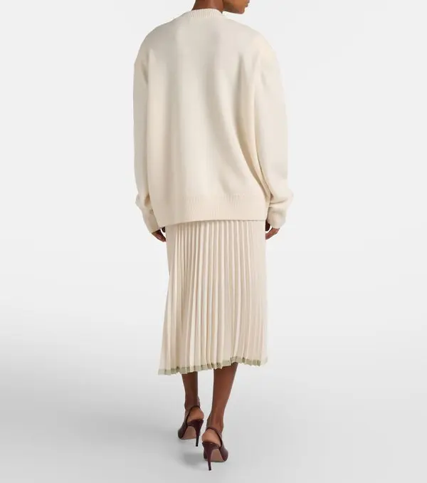 Vince Plissé Tiered Midi Skirt - Beige