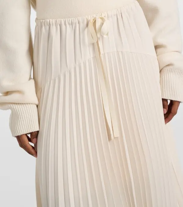 Vince Plissé Tiered Midi Skirt - Beige
