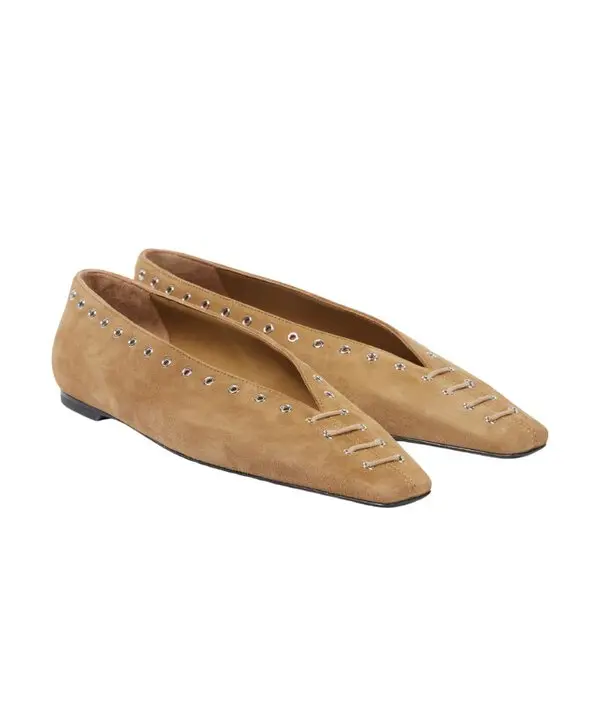 TOTEME Suede Ballet Flats - Beige