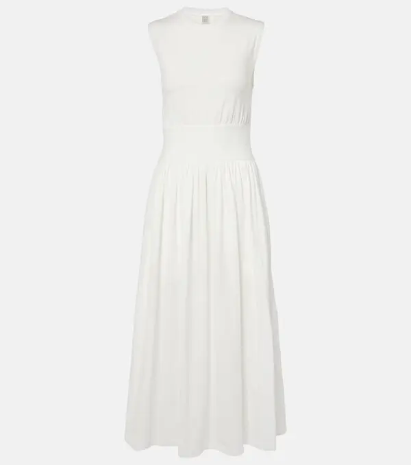TOTEME Cotton Jersey Midi Dress - White