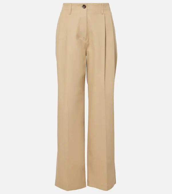 TOTEME Cotton Wide-leg Trousers - Beige