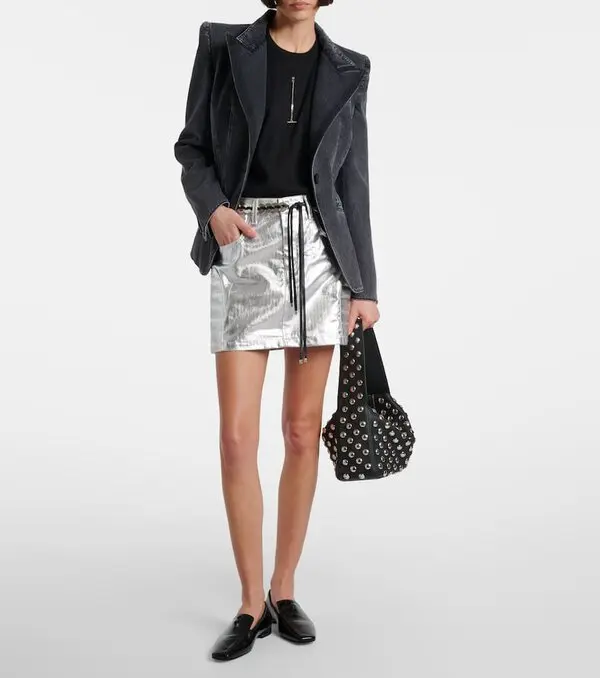 Junya Watanabe Metallic-effect Cotton Miniskirt