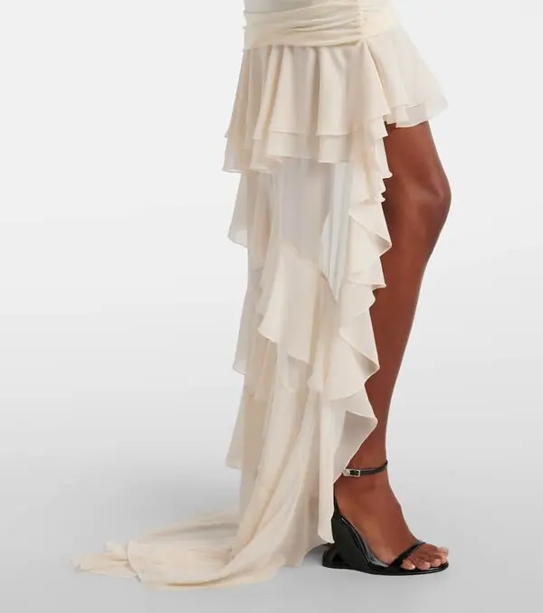 Blumarine Ruffled Jersey And Georgette Minidress
