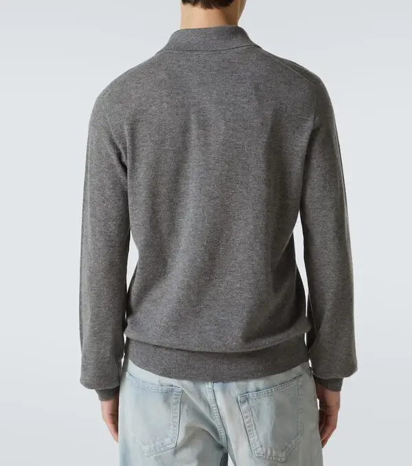 THE ROW Judi Cashmere Polo Sweater - Grey