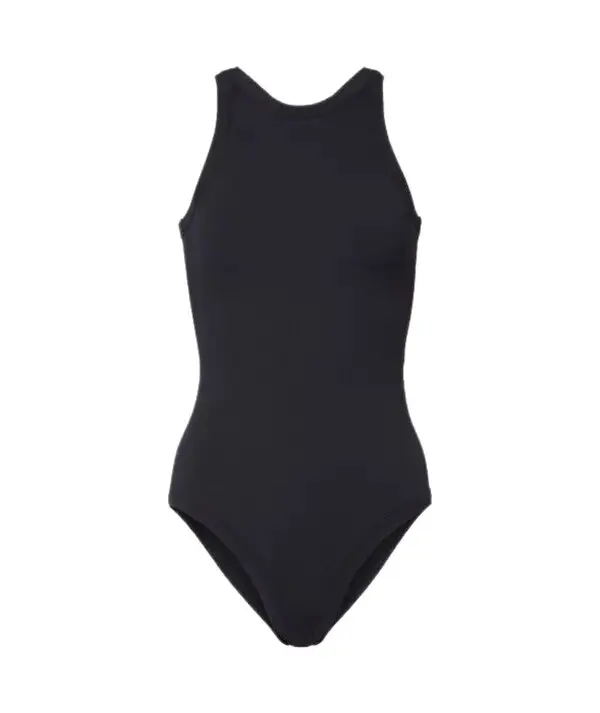 TOTEME Curved Ribbed-knit Jersey Swimsuit - Black