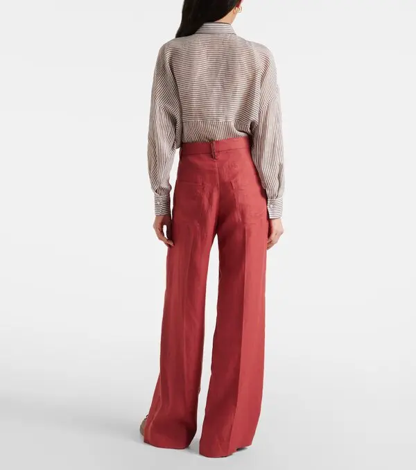 Brunello Cucinelli Hemp And Linen Wide-leg Trousers
