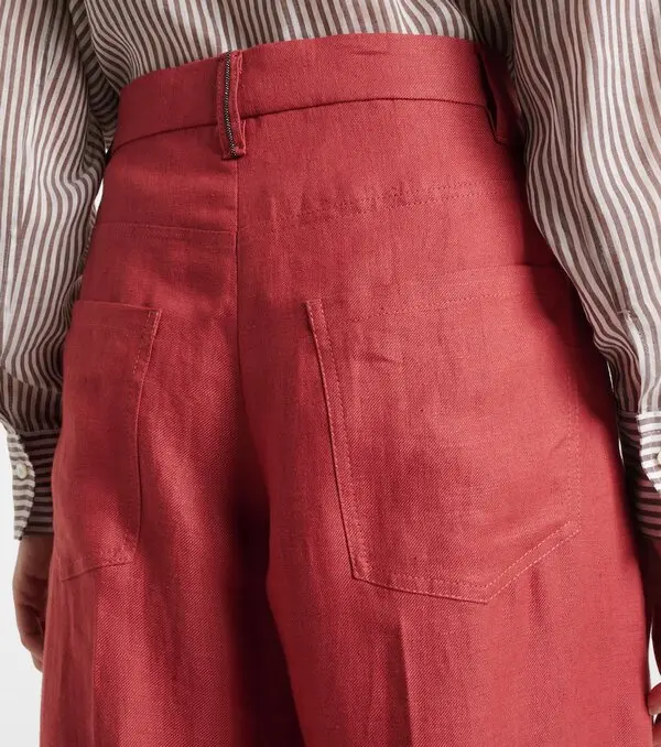 Brunello Cucinelli Hemp And Linen Wide-leg Trousers