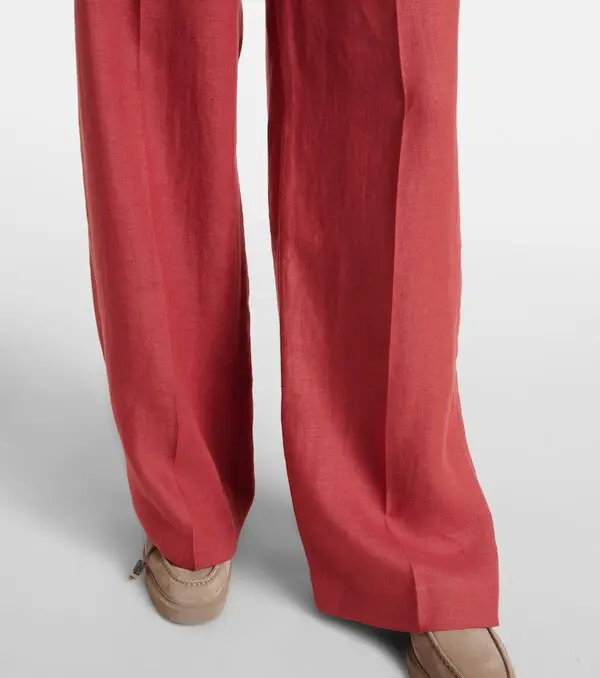 Brunello Cucinelli Hemp And Linen Wide-leg Trousers