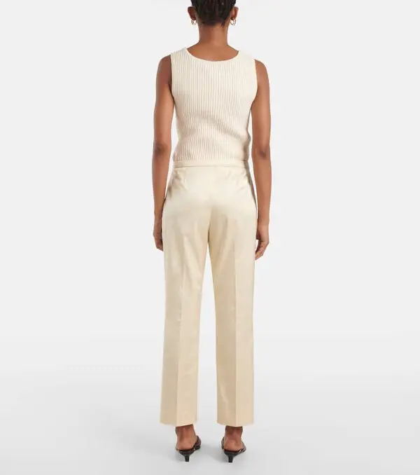 TOTEME Cotton-blend Straight-leg Trousers - Beige