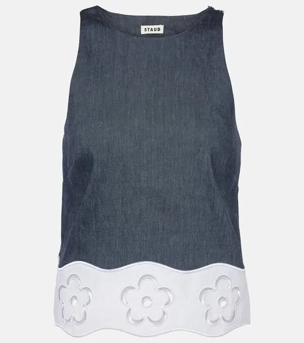 Staud Parma Pleated Linen-blend Tube Top