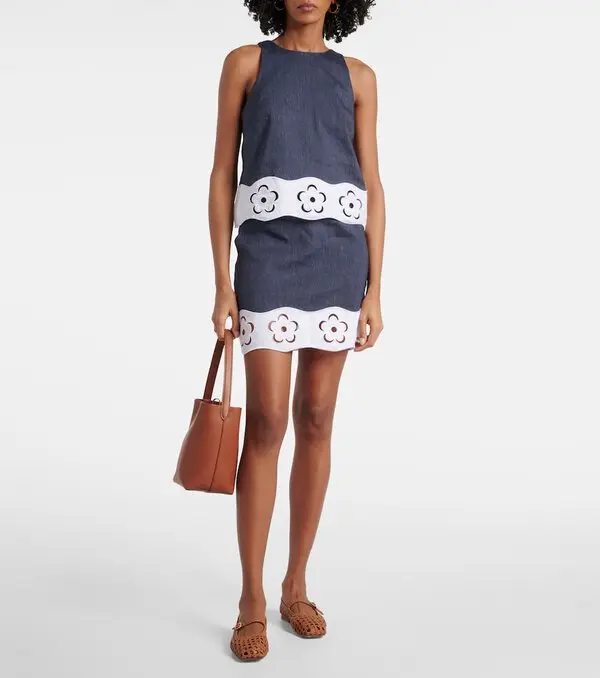 Staud Parma Pleated Linen-blend Tube Top