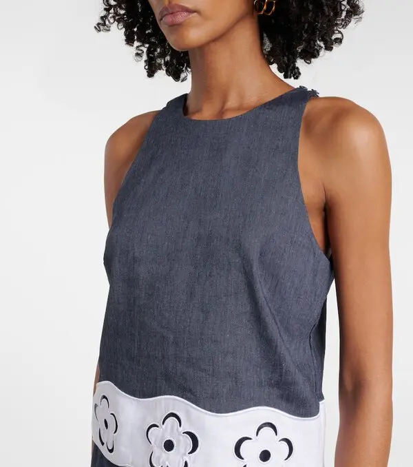 Staud Parma Pleated Linen-blend Tube Top