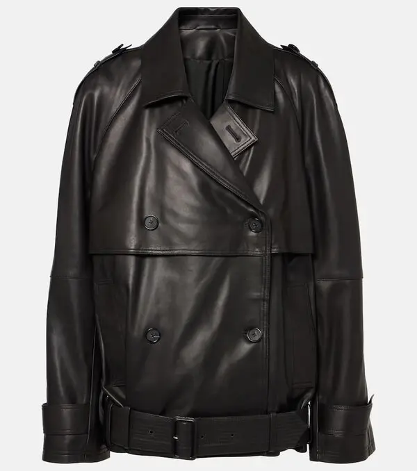 TOTEME Oversized Leather Jacket - Black