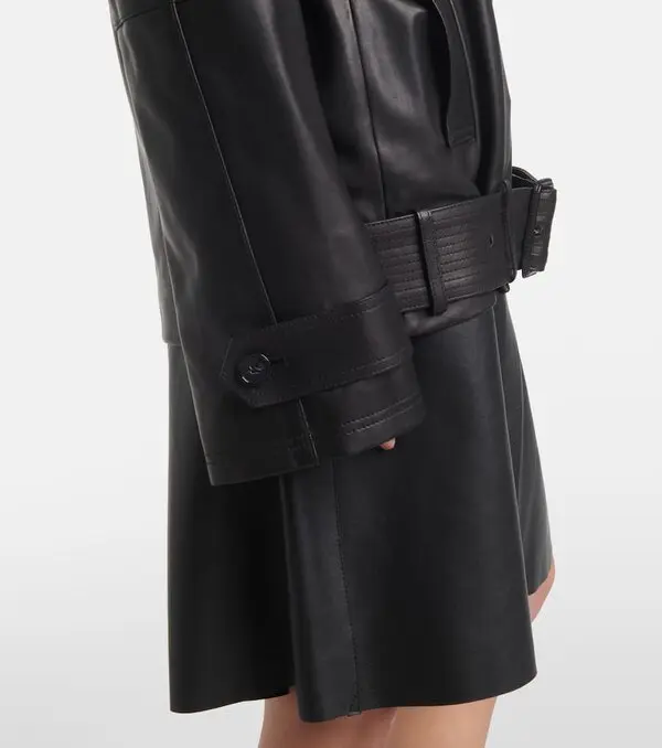 TOTEME Oversized Leather Double-breasted Jacket - Black