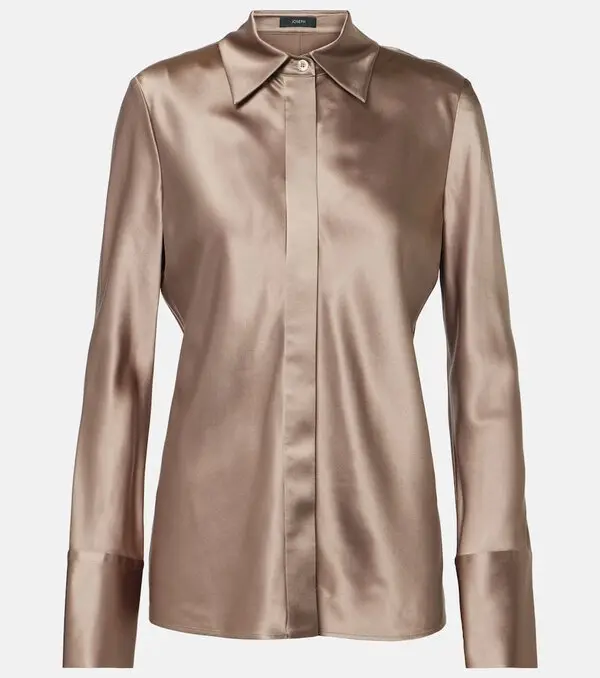 JOSEPH Brunel Silk Satin Blouse - Neutrals