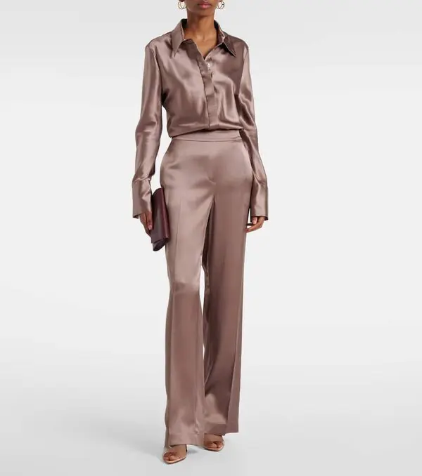 JOSEPH Brunel Silk Satin Blouse - Neutrals