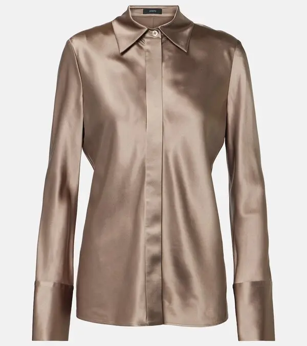 JOSEPH Brunel Silk Satin Blouse - Neutrals