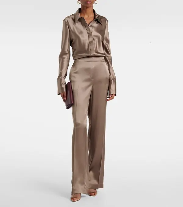 JOSEPH Brunel Silk Satin Blouse - Neutrals
