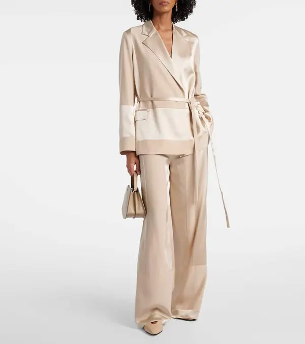JOSEPH Corto Paneled Silk Satin Pants