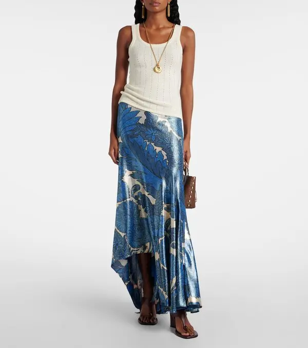 Etro Printed Lamé Maxi Skirt