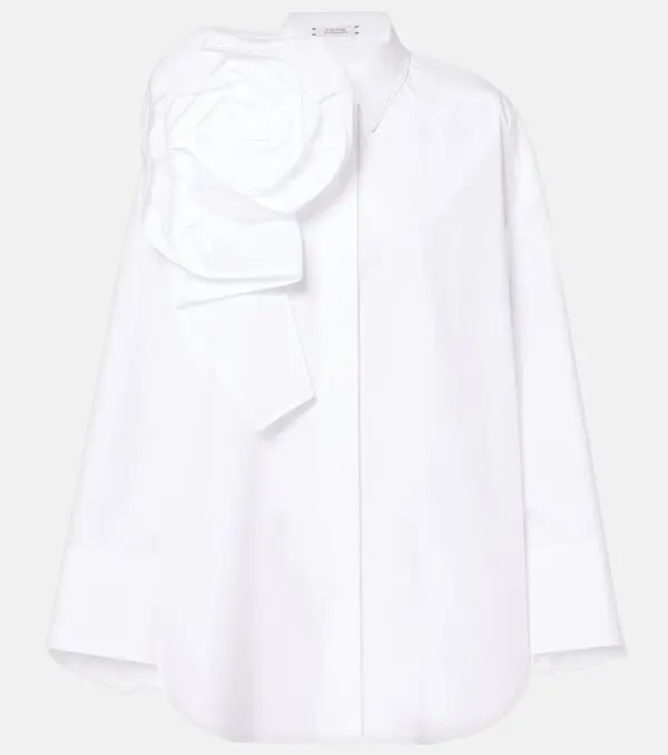 Dorothee Schumacher Floral Appliqué Cotton-blend Poplin Shirt - White