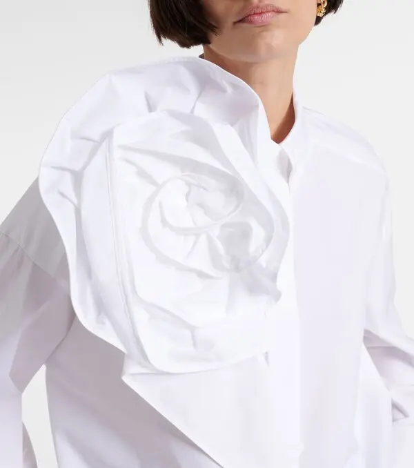 Dorothee Schumacher Floral Appliqué Cotton-blend Poplin Shirt - White