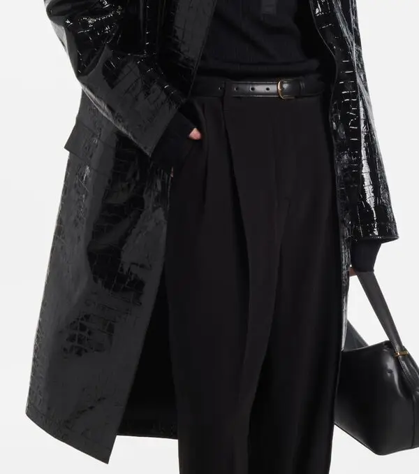 TOTÊME - Croc-Effect Embossed Leather Coat