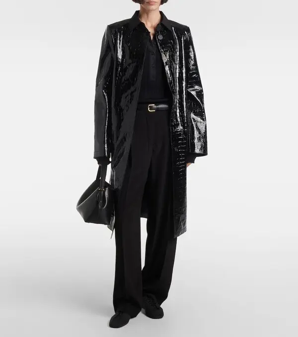 TOTEME Croc-effect Embossed Leather Coat