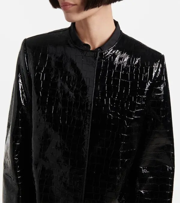 TOTEME Croc-effect Embossed Leather Coat