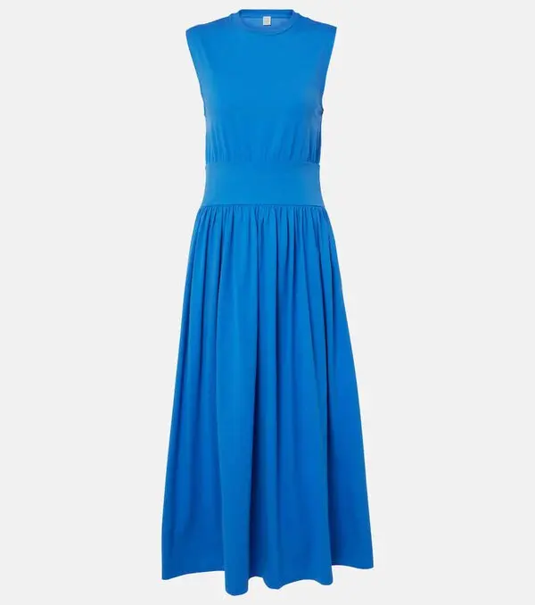 TOTEME Cotton Jersey Midi Dress - Blue