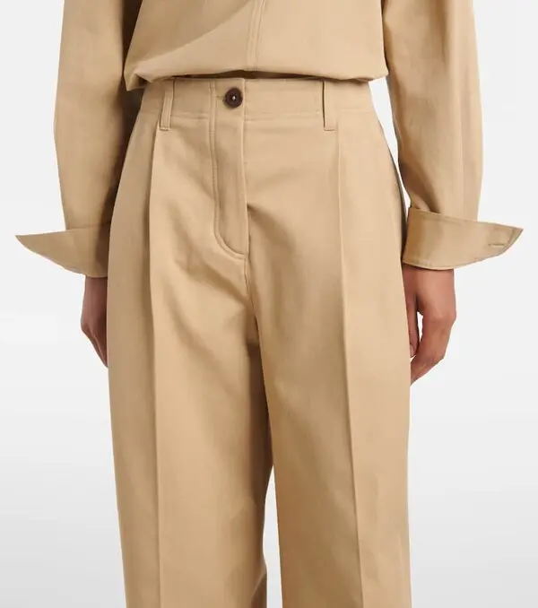 TOTEME Cotton Wide-leg Trousers - Beige