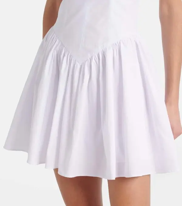 Staud Ruched Cotton Poplin Mini Dress