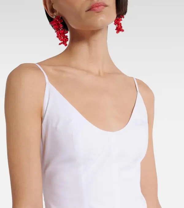 Staud Ruched Cotton Poplin Mini Dress