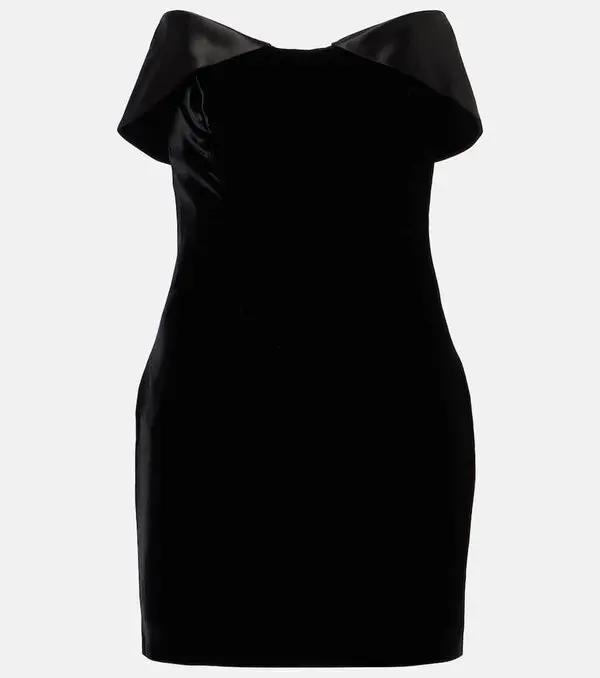 MUGLER Velvet Mini Dress - Black