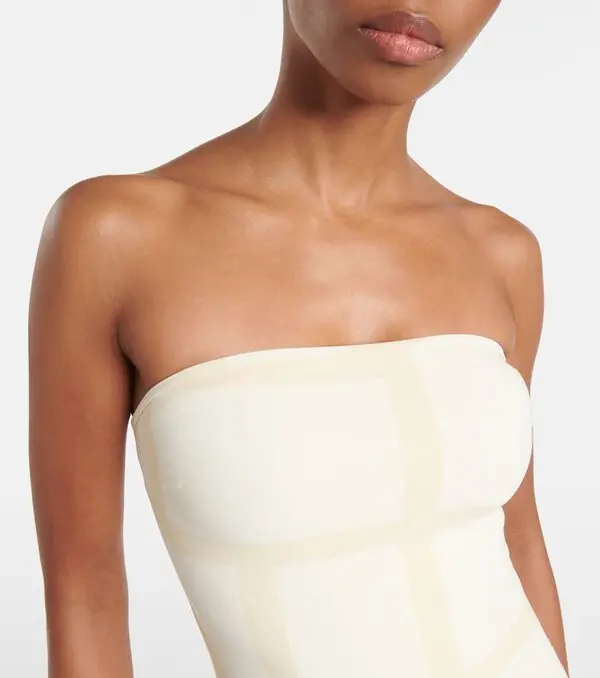 TOTEME Monogram Strapless Swimsuit