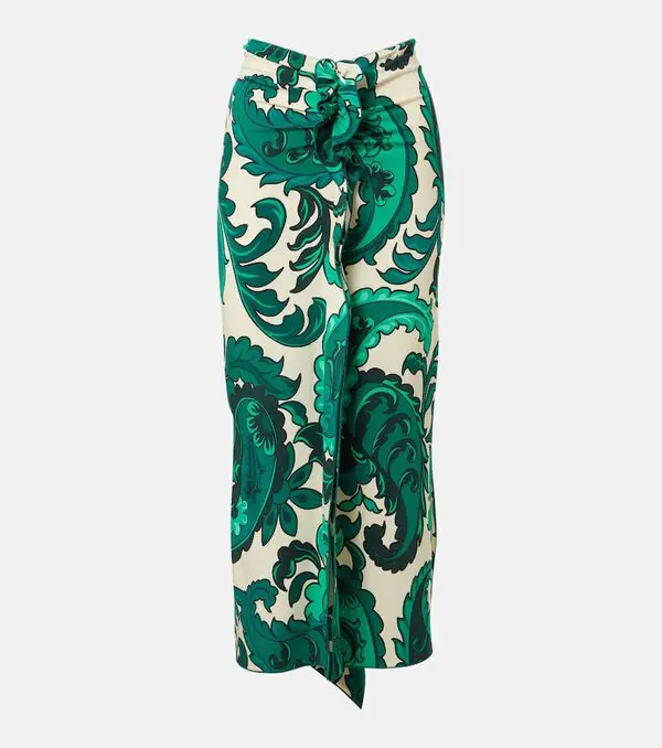 Etro Paisley Ruffled Midi Skirt - Green