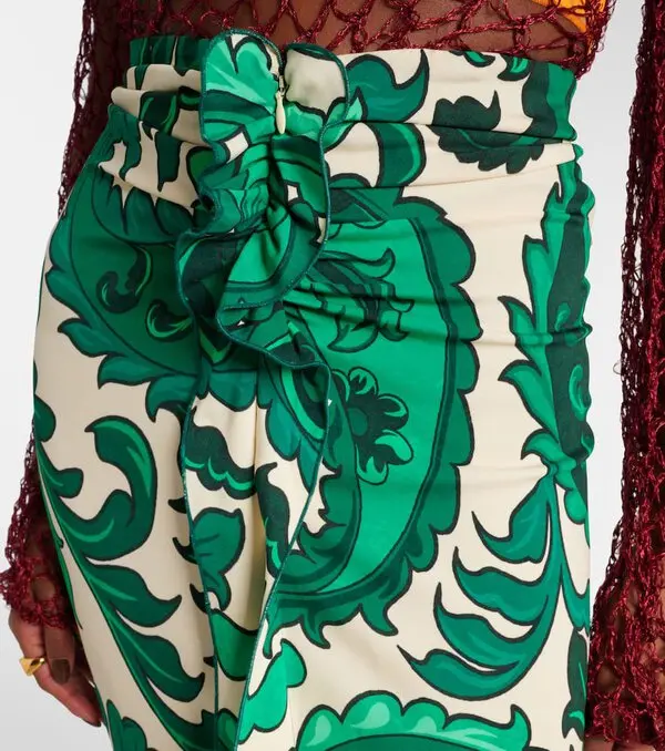 Etro Paisley Ruffled Midi Skirt - Green