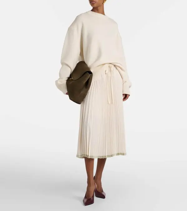 Vince Plisse Tiered Midi Skirt