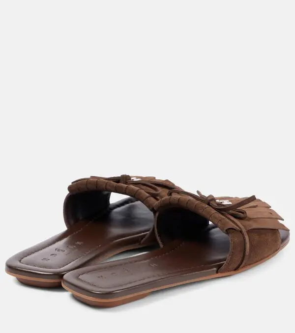 Hogan H685 Fringed Suede Slides