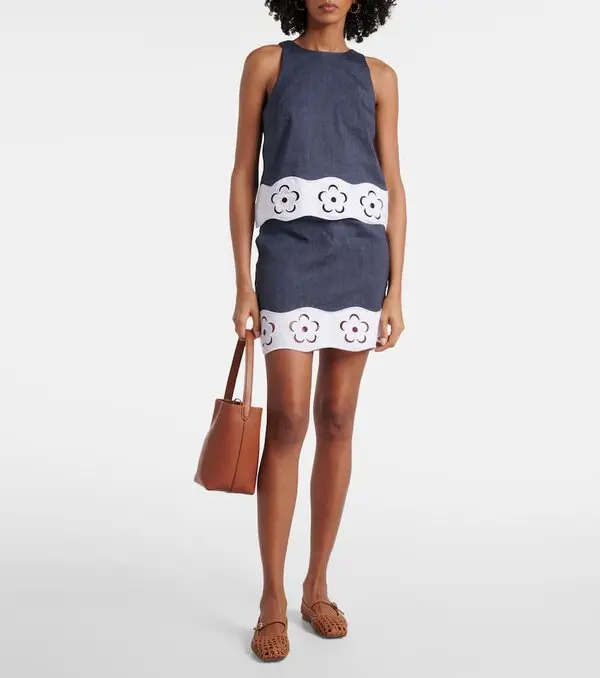 Staud Margaux Linen-blend Miniskirt - White