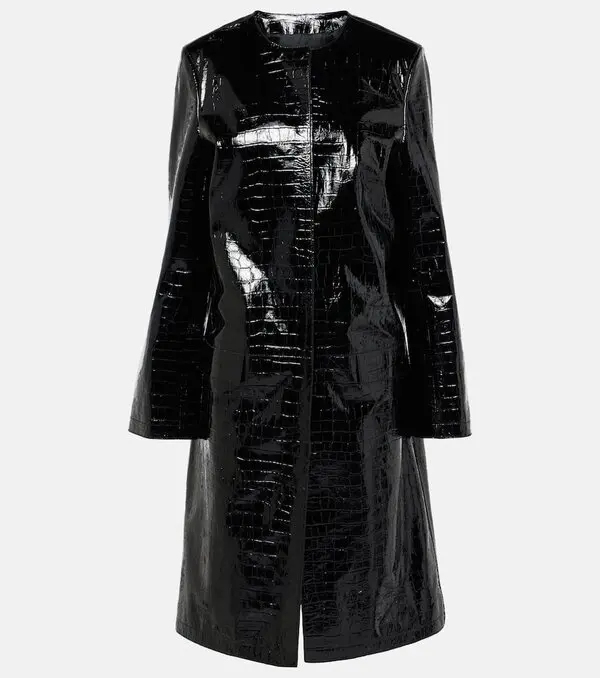 TOTEME Croc-effect Embossed Leather Coat