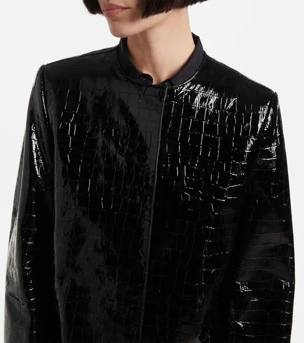 TOTEME Croc-effect Embossed Leather Coat