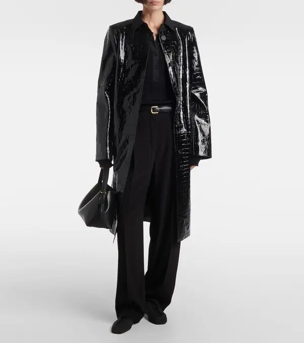 TOTEME Croc-effect Embossed Leather Coat