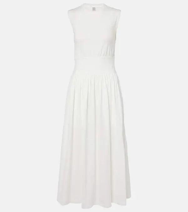 TOTEME Cotton Jersey Midi Dress - White