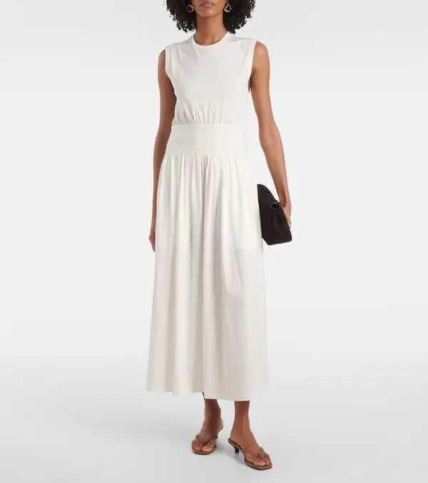 TOTEME Cotton Jersey Midi Dress - White