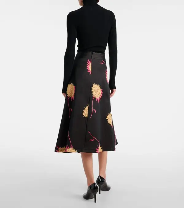 La DoubleJ Milano Jacquard Satin Midi Skirt
