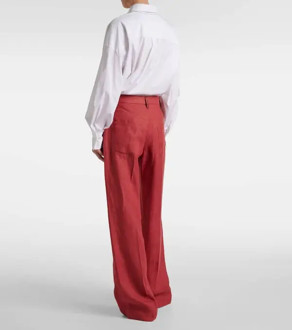 Brunello Cucinelli Wide-leg Hemp And Linen Trousers