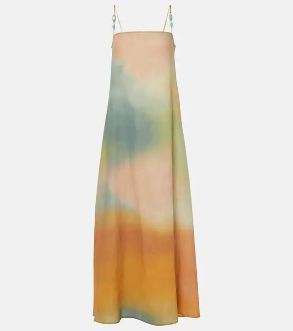 Staud Linen Maxi Dress - Blue
